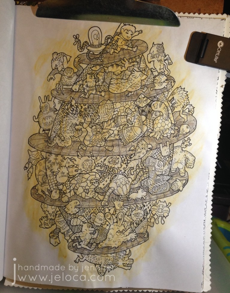 First Attempts at Background Washes in Coloring Books (FAIL)