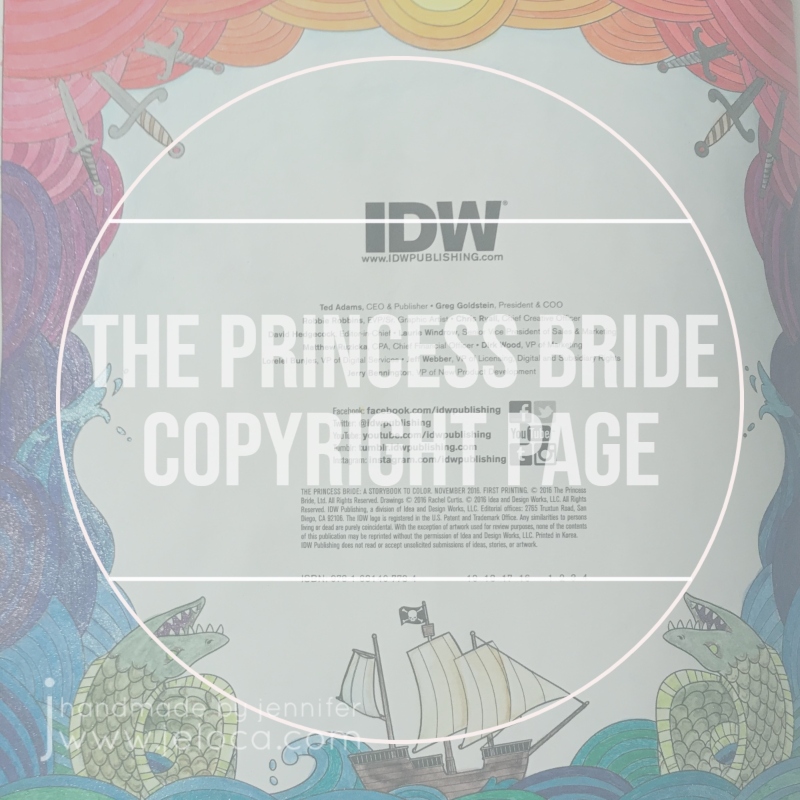 The Princess Bride Coloring Book – Copyright Page